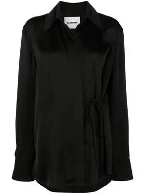 JIL SANDER Tie-fastening Wrap Shirt - Black