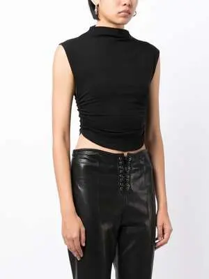 REFORMATION Lindy Stretch-cotton Top - Black