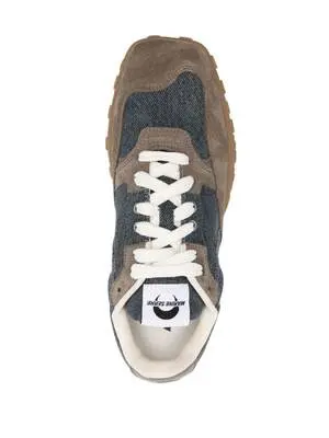 MARINE SERRE Panelled Square Toe Lace Up Sneakers
