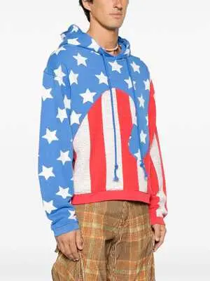 ERL Flag-print Cotton Hoodie - Blue