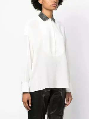 Brunello Cucinelli Monili-collar Cotton Blouse