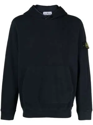 Stone Island Compass-appliqué Cotton Hoodie - Blue