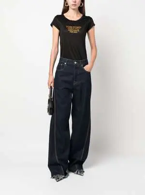 TOM FORD Logo-print Silk T-shirt - Black