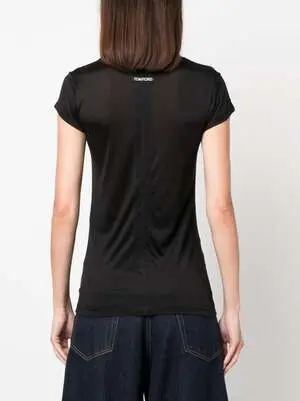 TOM FORD Logo-print Silk T-shirt - Black