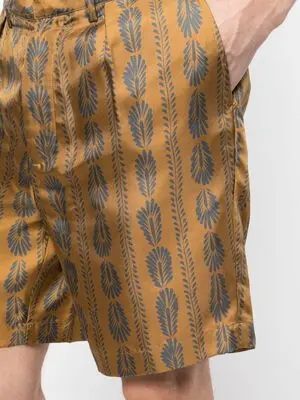 Bally Feather-pattern Silk Bermuda Shorts