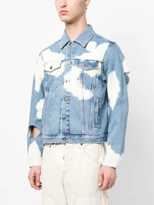 Off-White Cut-out Bleached Denim Jacket