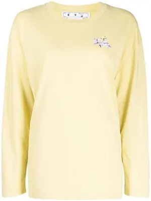 Off-White Flower Arrow Organic-cotton Sweatshirt - Yellow