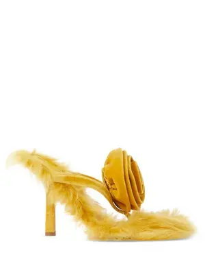 Burberry Rose 100mm Shearling Velvet Sandals