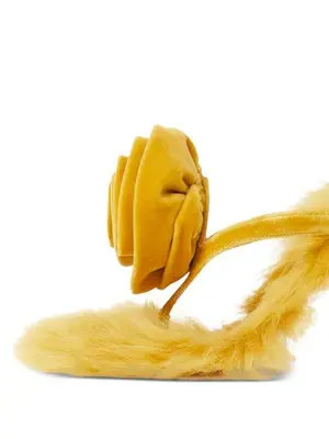 Burberry Rose 100mm Shearling Velvet Sandals