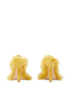Burberry Rose 100mm Shearling Velvet Sandals