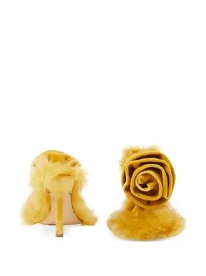 Burberry Rose 100mm Shearling Velvet Sandals