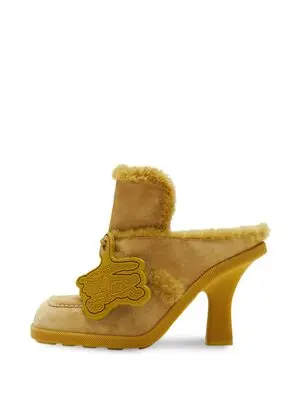 Burberry Highland Shearling-trim Suede Mules - Yellow