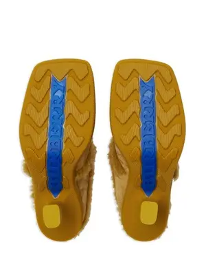Burberry Highland Shearling-trim Suede Mules - Yellow