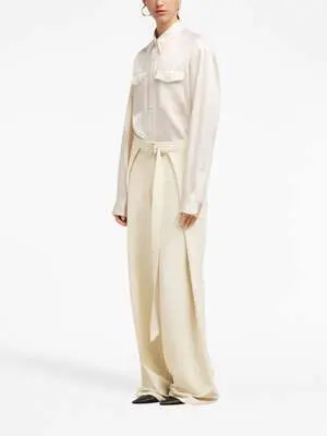 AMI Paris Layered Wide-leg Trousers - Neutrals