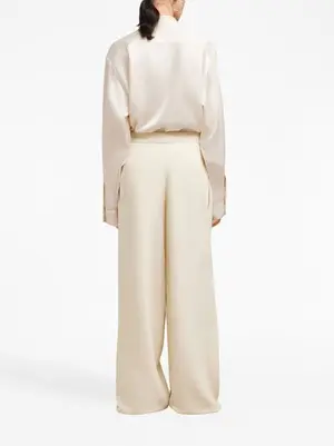 AMI Paris Layered Wide-leg Trousers - Neutrals