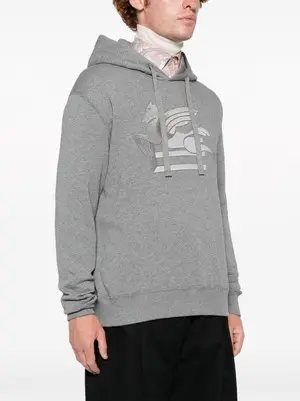Etro Logo-stamp Cotton Hoodie - Grey