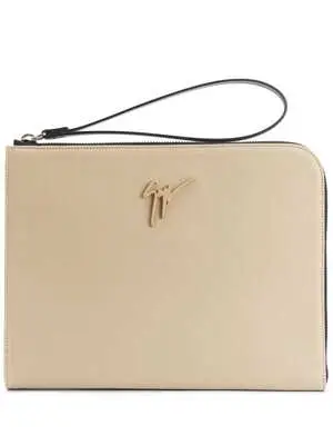GIUSEPPE ZANOTTI Fabian Logo-plaque Clutch - Neutrals