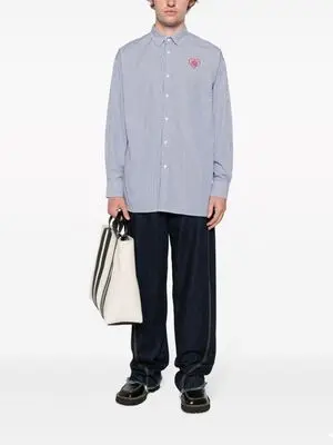 FAMILY FIRST Embroidered-logo Striped Shirt