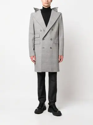 Moschino Double-breasted Plaid-check Coat