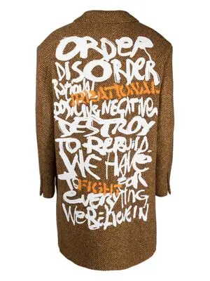 Moschino Slogan-print Wool Peacoat