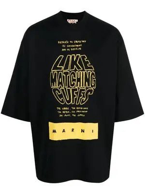 Marni Slogan-print Cotton T-shirt - Black
