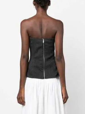 IOANA CIOLACU Pinstripe Bandeau Top