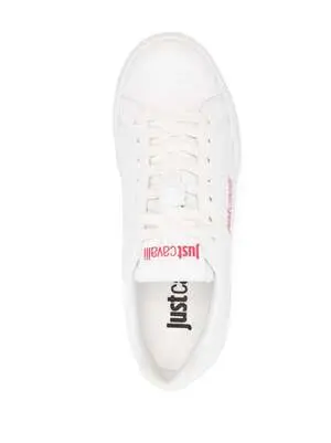 Just Cavalli Tiger Head-logo Leather Sneakers - White