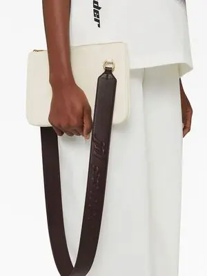 JIL SANDER Leather Crossbody Bag With Logo Strap - White
