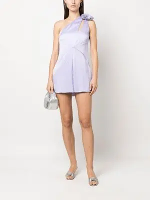 GENNY Floral-appliqué One-shoulder Playsuit