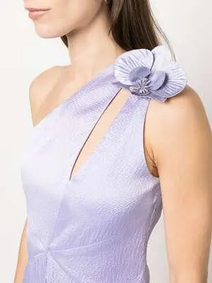 GENNY Floral-appliqué One-shoulder Playsuit