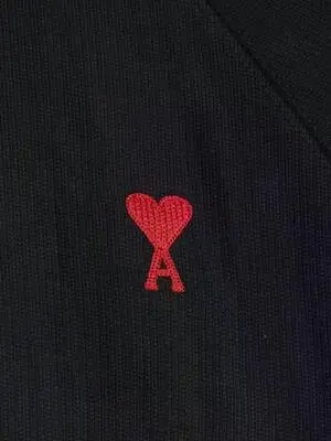 AMI Paris De Coeur-embroidered Zip-up Hoodie - Black