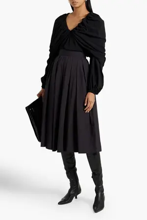 Another Tomorrow Cape-effect Ruched Top