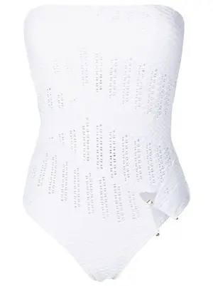 AMIR SLAMA Open-knit Bandeau One-piece - White