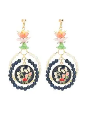 AMIR SLAMA Mushroom Beaded Earrings - Multicolour