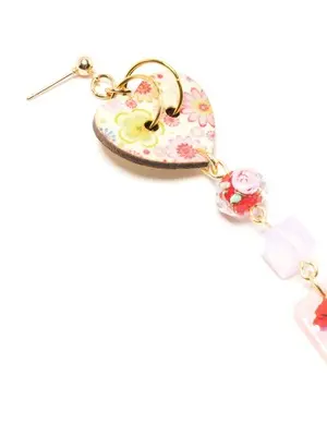 AMIR SLAMA Asymmetric Floral-print Earrings