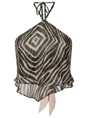 AMIR SLAMA Zebra-print Silk Top