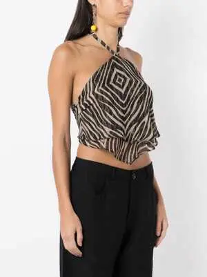 AMIR SLAMA Zebra-print Silk Top