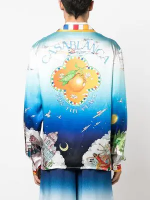 Casablanca Le Dimension Illustration Style-print Shirt - Blue