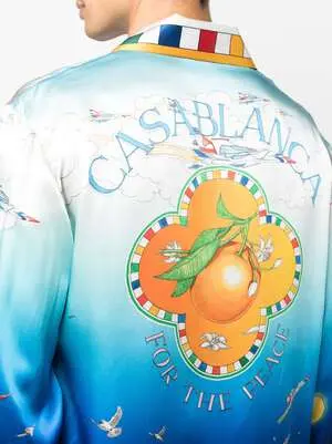 Casablanca Le Dimension Illustration Style-print Shirt - Blue