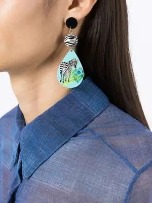 AMIR SLAMA Zebra-print Drop Earrings