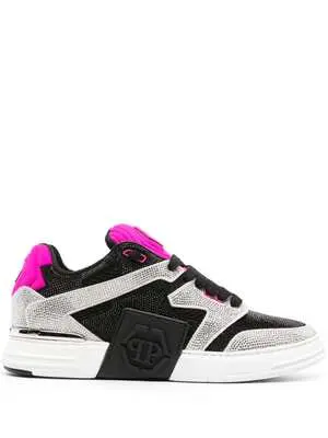 Philipp Plein Crystal-embellished Lace-up Sneakers - Black