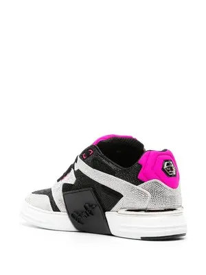 Philipp Plein Crystal-embellished Lace-up Sneakers - Black