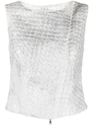 GEMY MAALOUF Embossed Sleeveless Blouse