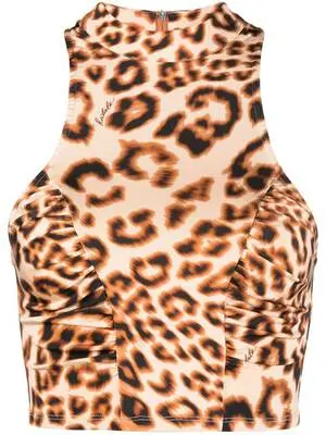 ROTATE BY BIRGER CHRISTENSEN Leopard Print Crop Top