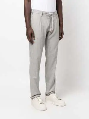 Eleventy Mélange-effect Tapered Trousers - Grey