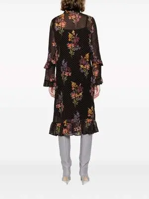 TWINSET Double-layer Floral-print Midi Dress