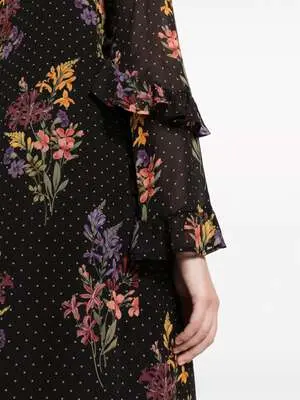 TWINSET Double-layer Floral-print Midi Dress