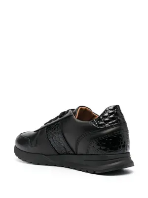BILLIONAIRE Crocodile-effect Leather Sneakers - Black