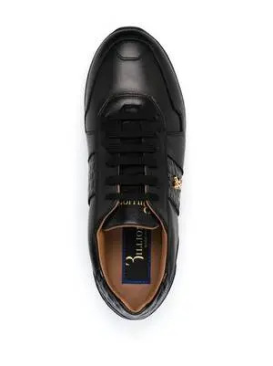 BILLIONAIRE Crocodile-effect Leather Sneakers - Black