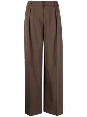 Calvin Klein Tailored Wide-leg Twill Trousers - Brown